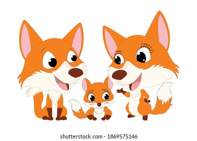 Cute Fox Family Simple Vector Illustration Stock Vector (Royalty Free ...