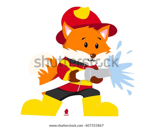 Cute Fox Firefighter Illustration Suitable Education Stock Vector ...