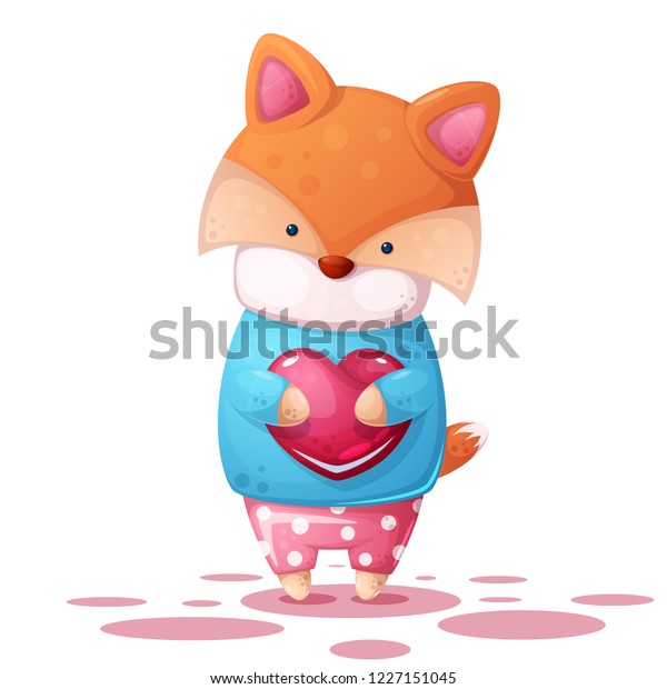 Cute Fox Heart Illutration Vector Eps Stock Vector (Royalty Free ...