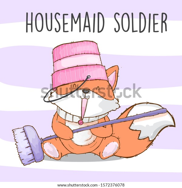 Cute Fox Playing Soldier Illustration Kids Stock Vector (Royalty Free ...