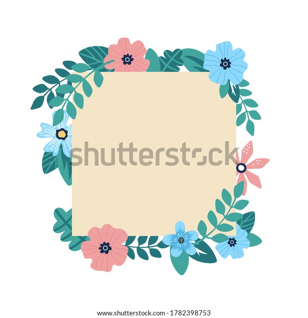 Cute Frame Colorful Flowers Vector Illustration Stock Vector (Royalty ...
