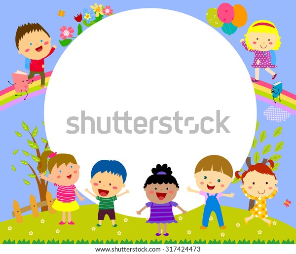 Cute Frame Kids Arkivvektor (royaltyfri) 317424473