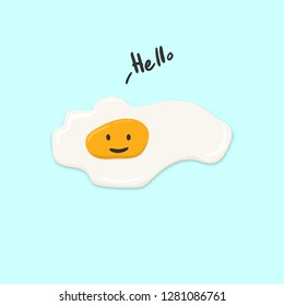 Cute Fried Egg Say Hello Handy Stock Vector (Royalty Free) 1281086761 ...