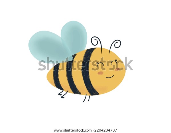 Cute Friendly Bee Cartoon Happy Flying Stock Vector (Royalty Free ...