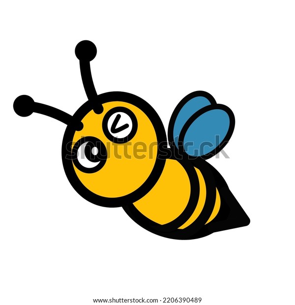 Cute Friendly Bee Cartoon Happy Flying Stock Vector (Royalty Free ...