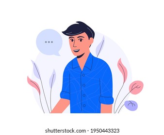 Cute Friendly Boy Talking Beautiful Vector Stock Vector (Royalty Free ...