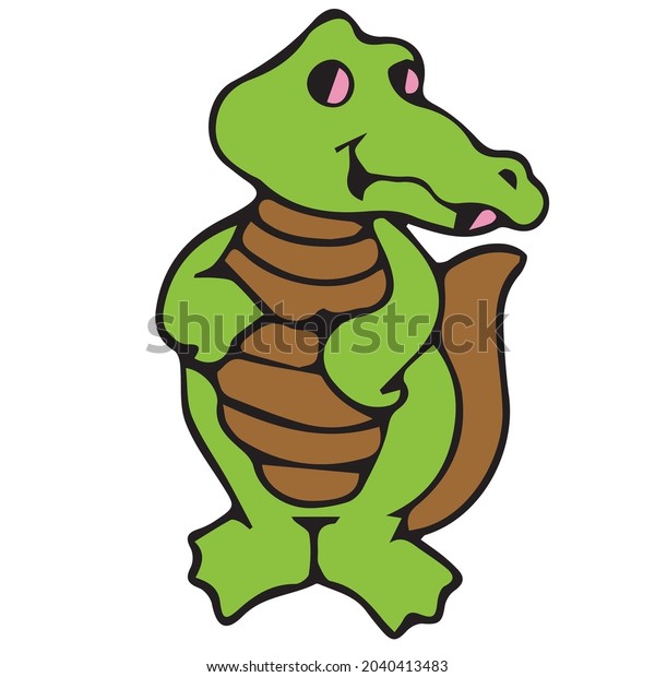 Cute Friendly Crocodile Front View Happy Stock Vector (Royalty Free ...
