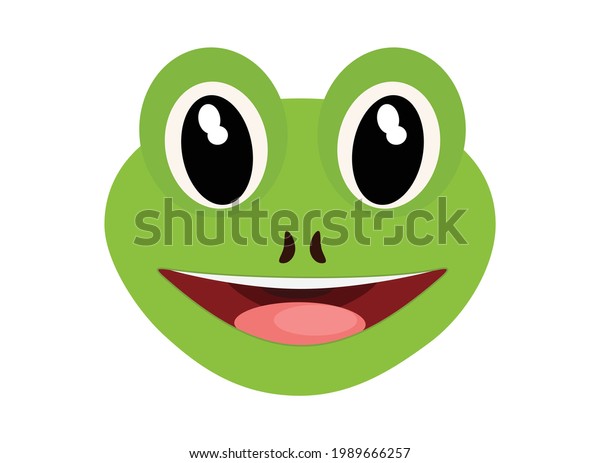 Cute Frog Cartoon Face Isolated On Stock Vector (Royalty Free ...