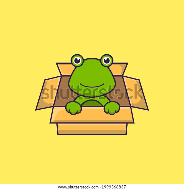 Cute Frog Playing Box Animal Cartoon Stock Vector (Royalty Free ...