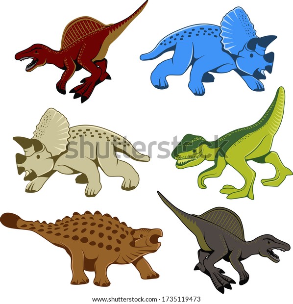 Cute Full Color Cartoon Classification Dinosaur Stock Vector (Royalty ...