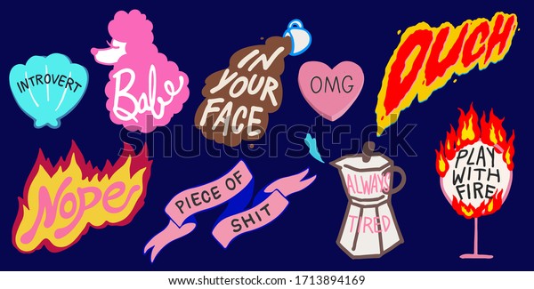 Cute Fun Flash Art Sheet Collection Stock Vector (Royalty Free ...