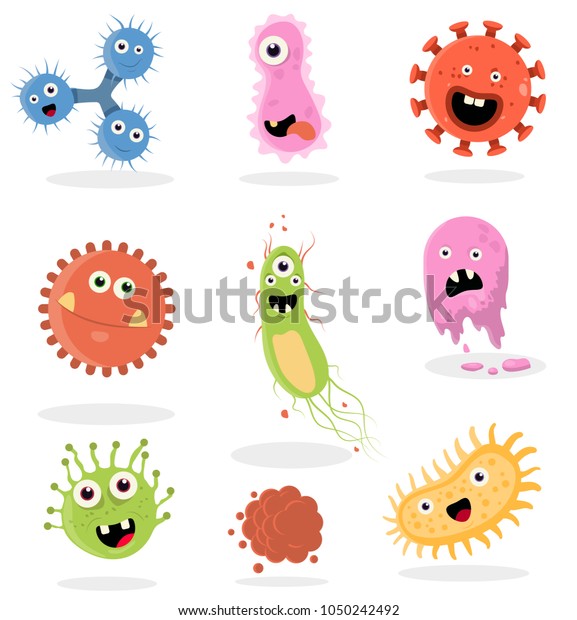 Cute Funny Bacteria Virus Germ Cartoon Stock Vector (Royalty Free ...