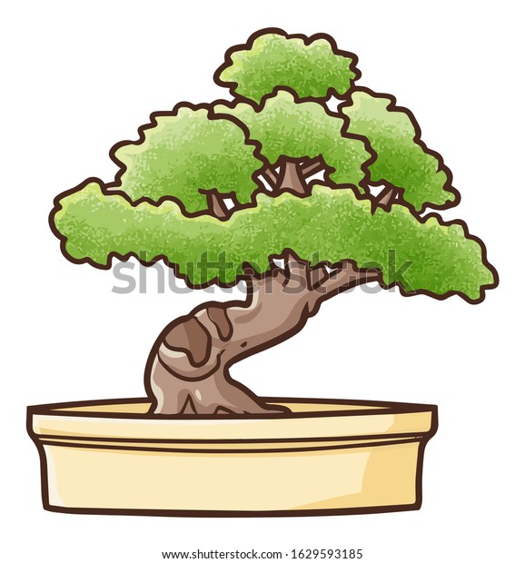 Cute Funny Bonsai Ornamental Tree Planted Stock Vector (Royalty Free ...