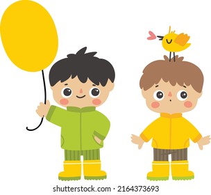 Cute Funny Boy Character Spring Illustration Stock Vector (Royalty Free ...