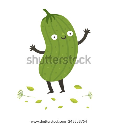 Cute Funny Cartoon Cucumber Smiling Pickle Stock Vector (Royalty Free ...