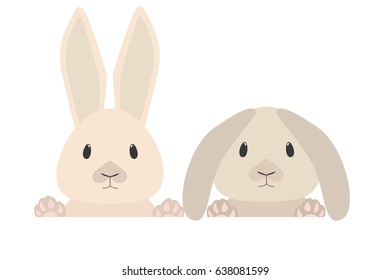 Cute Funny Cartoon Two Rabbits Place: เวกเตอร์สต็อก (ปลอดค่าลิขสิทธิ์ ...