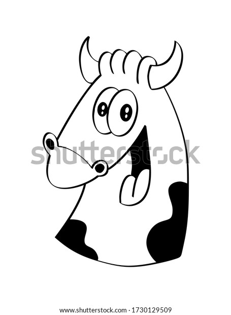 Cute Funny Crazy Cow Head Smiling Stock Vector (Royalty Free ...