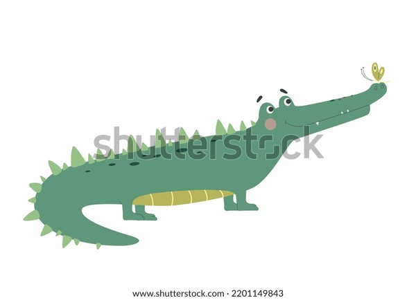Cute Funny Crocodile Beautiful Smiling Alligator Stock Vector (Royalty ...
