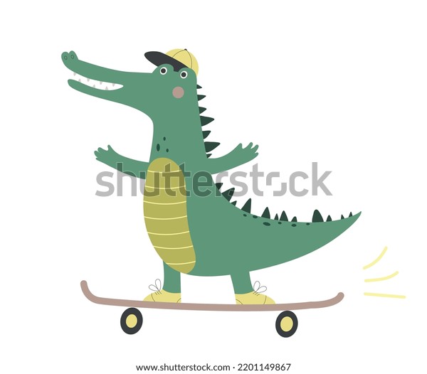 Cute Funny Crocodile Smiling Alligator Teenager Stock Vector (Royalty ...
