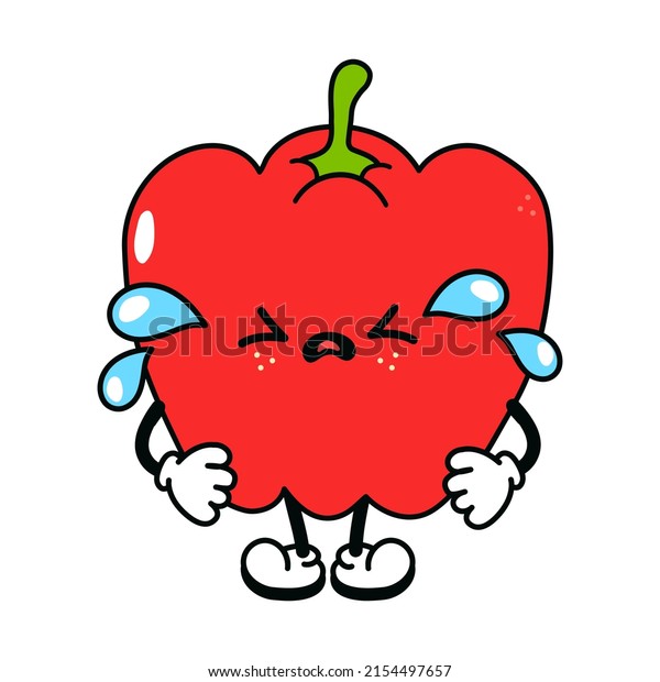 Cute Funny Crying Sad Pepper Character: เวกเตอร์สต็อก (ปลอดค่าลิขสิทธิ์ ...