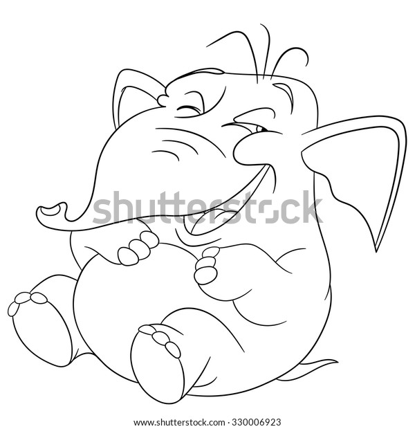 Cute Funny Elephant Sitting Laughing Stock Vector (Royalty Free) 330006923