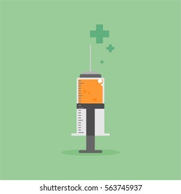 Cute Funny Flat Cartoon Syringe Injection: เวกเตอร์สต็อก (ปลอดค่า ...