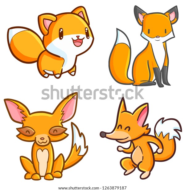 Cute Funny Fox Smiling Set Vector Stock Vector (Royalty Free ...
