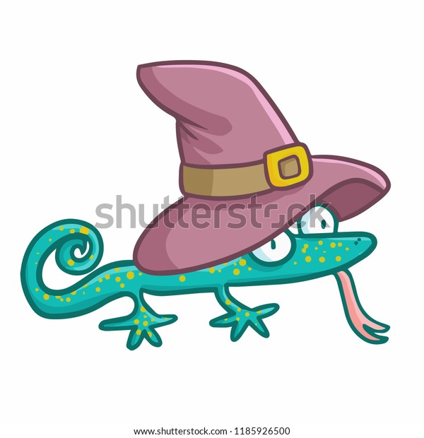 Cute Funny Green Lizard Wearing Witch Stock Vector (Royalty Free ...