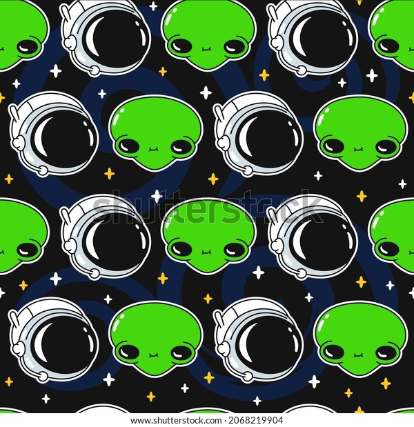 Cute Funny Happy Alien Smile Face Stock Vector (Royalty Free ...