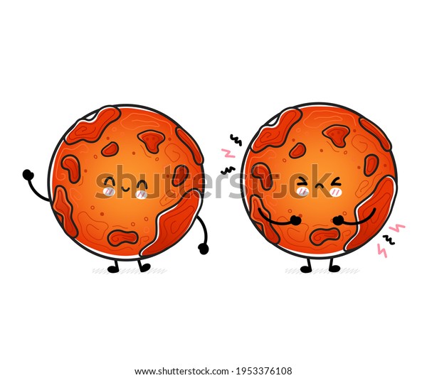 Cute Funny Happy Sad Mars Planet Stock Vector (Royalty Free) 1953376108 ...