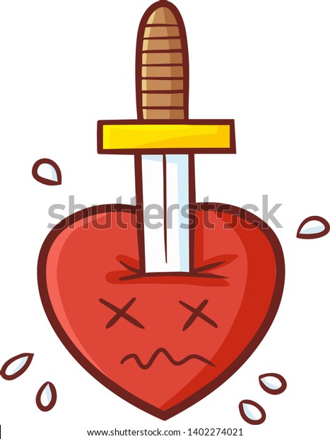 Cute Funny Heart Get Stabbed Sword Stock Vector (Royalty Free ...