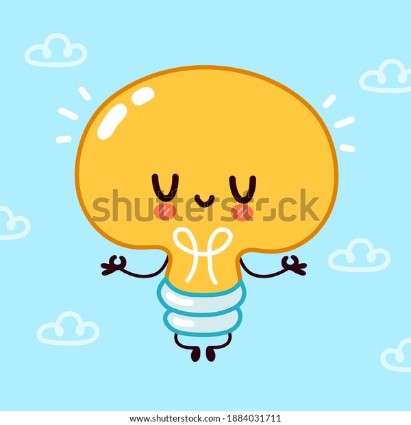 Cute Funny Light Bulb Lamp Character Stock Vector (Royalty Free ...