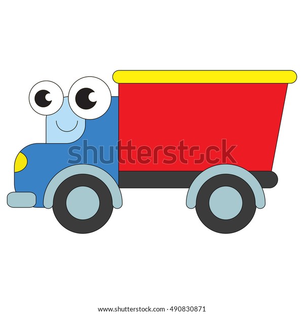 Cute Funny Lorry Cartoon Outlined Vehicle Stock Vector (Royalty Free ...