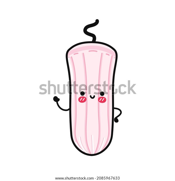 Cute Funny Menstrual Tampon Waving Hand Stock Vector (Royalty Free ...