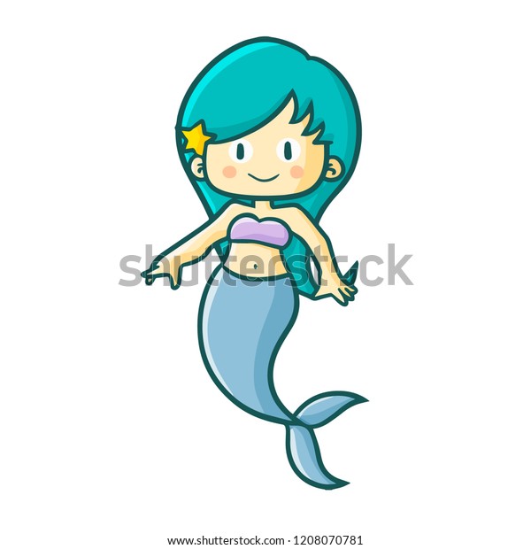 Cute Funny Mermaid Standing Vector Stock Vector (Royalty Free ...