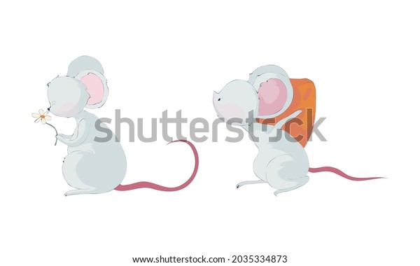Cute Funny Mouse Characters Set Lovely Stock Vector (Royalty Free ...
