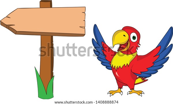 Cute Funny Parrot Presenting Banner Sign Stock Vector (Royalty Free ...