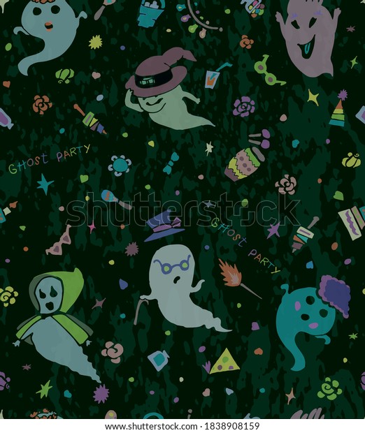 Cute Funny Party Ghosts Seamless Pattern Stock Vector (Royalty Free ...