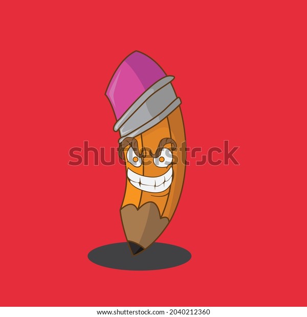 Cute Funny Pencil Character Cartoon Vector Stock Vector (Royalty Free ...