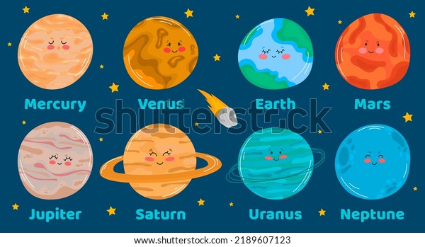 Cute Funny Planet Laughing Smiling Vector Stock Vector (Royalty Free ...