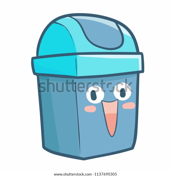 Cute Funny Plastic Trash Can Laughing Stock Vector (Royalty Free ...