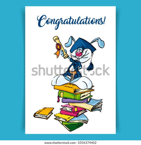 Cute Funny Rabbit Student Cartoon Illustration Stock Vector (Royalty ...