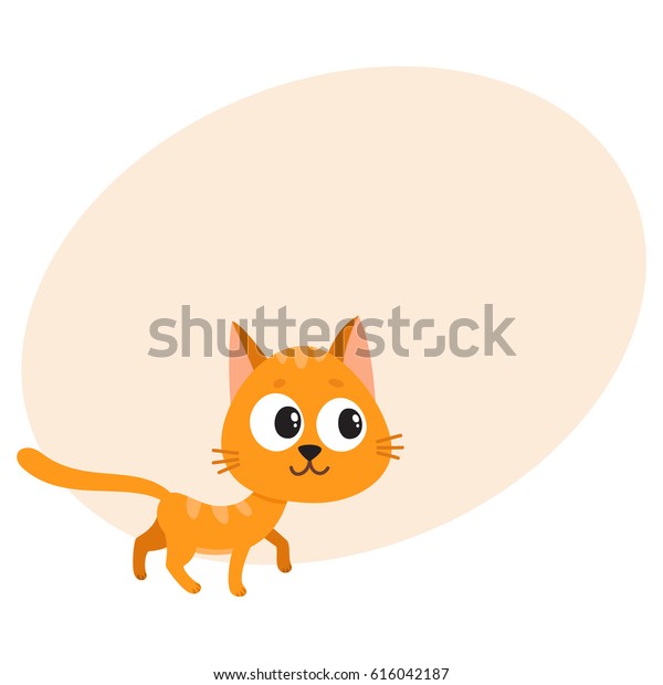 Cute Funny Red Cat Character Curious: vetor stock (livre de direitos ...