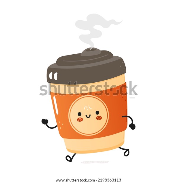 Cute Funny Running Cup Coffee Vector Stock Vector (Royalty Free ...