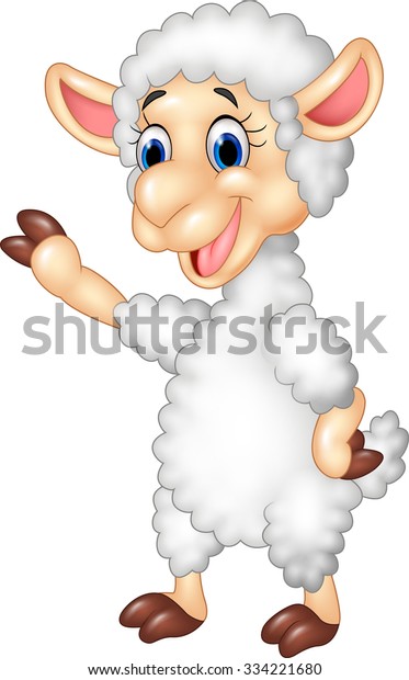 Cute Funny Sheep Waving Hand Isolated Stock Vector (Royalty Free ...