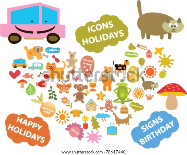 Cute Funny Signs Icons Vector Stock Vector (Royalty Free) 78617440