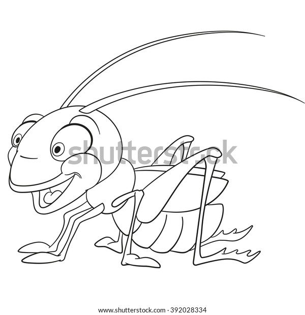 Cute Funny Smiling Cartoon Grasshopper Locust Stock Vector (Royalty ...