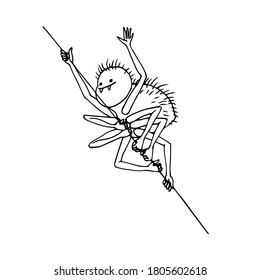 Cute Funny Spider Crawls On Cobweb Stock Vector (Royalty Free ...