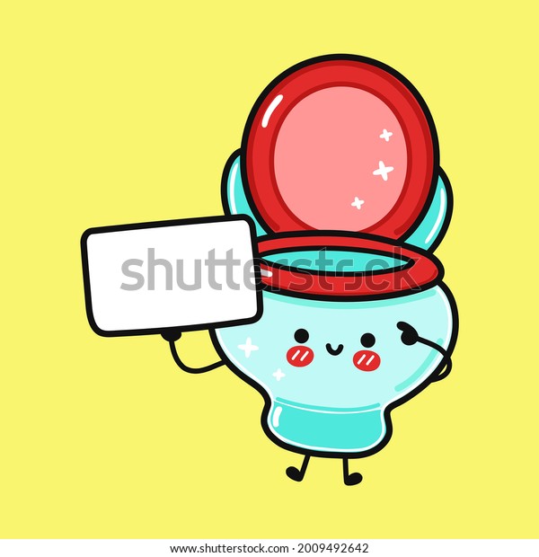 Cute Funny Toilet Poster Vector Hand Stock Vector (Royalty Free) 2009492642