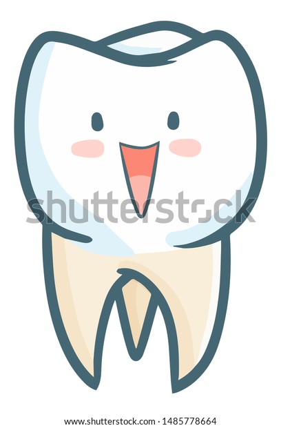 Cute Funny Tooth Laughing Happy Face Stock Vector (Royalty Free ...